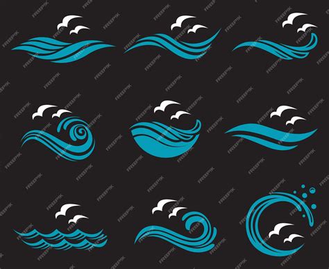 Sea Waves Icons Premium Vector