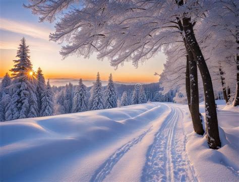 Winter Wonderland Captivating Landscape Scenery Stock Illustration