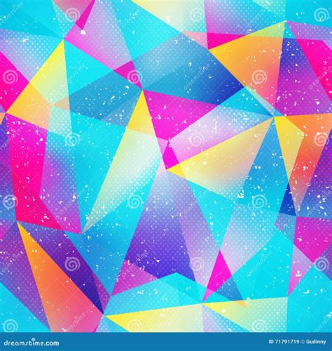Rainbow Triangle Seamless Pattern With Grunge Effect Stock Vector