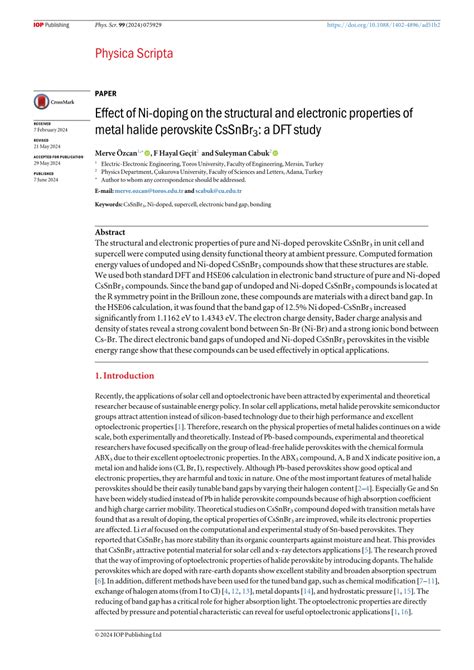 Effect Of Ni Doping On The Structural And Electronic Properties Of