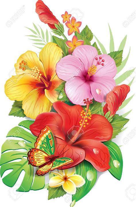 Bouquet De Fleurs Tropicales Clip Art Libres De Droits Vecteurs Et