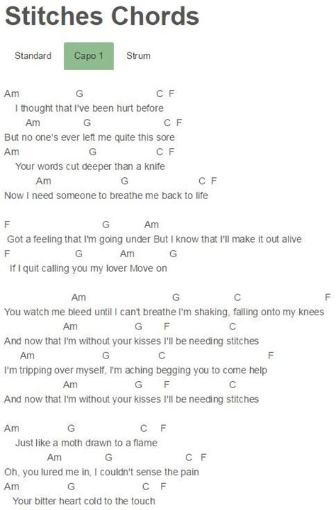 Stitches Chords Handwritten Shawn Mendes Ukulele Songs Ukulele