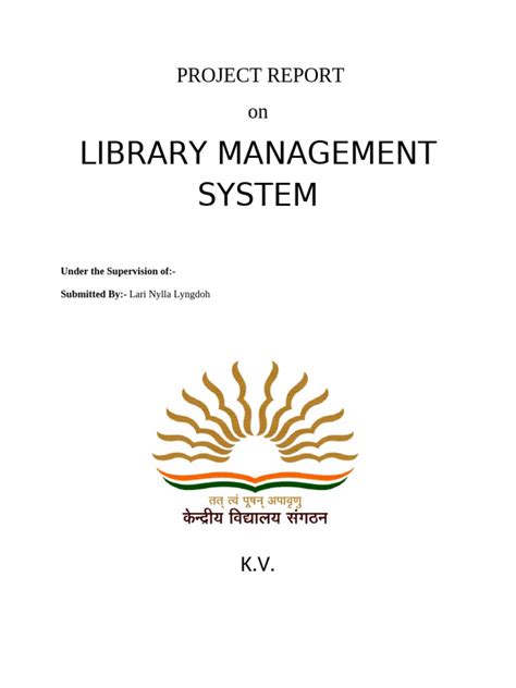 Library Management System Class 12 Cbse Computer Science Project File