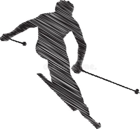 Ski Jumper Silhouette Scribble Style Illustration Stock Illustration