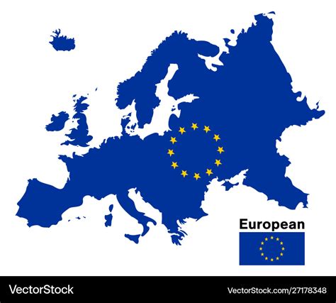 European Flag Map On A White Background Royalty Free Vector