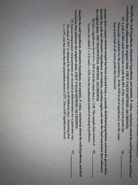 Solved D Identify The Null Hypothesis Alternative Chegg