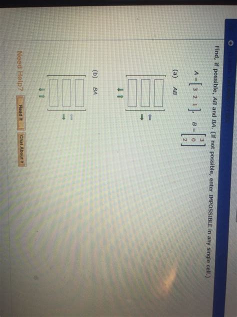 Solved Find If Possible Ab And Ba If Not Possible Enter