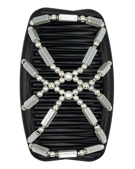 Pearl White Silver Square Brown Combs Hair Magic Original