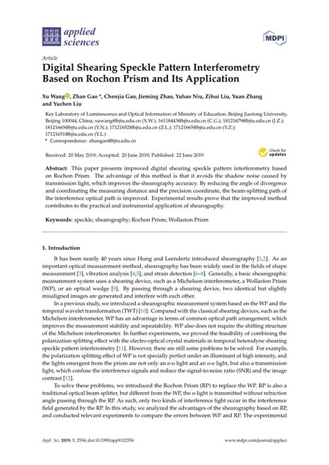 Pdf Digital Shearing Speckle Pattern Interferometry Based On Rochon