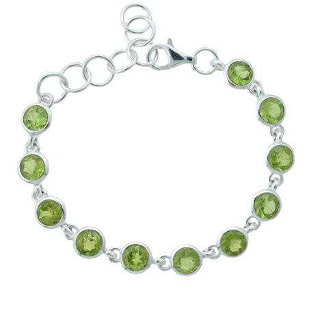 925 Sterling Silver Round Peridot Bracelet