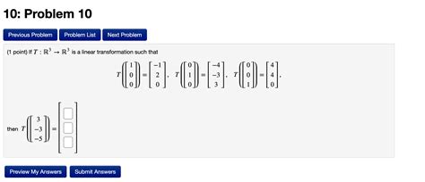 Solved 1 Point If Tr3→r3 Is A Linear Transformation Such