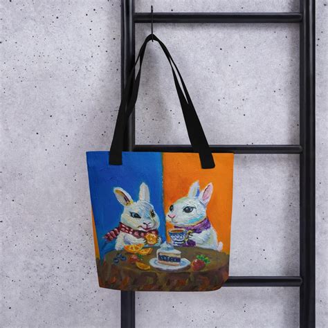 Whimsical Bunny Tea Party Tote Bag Etsy