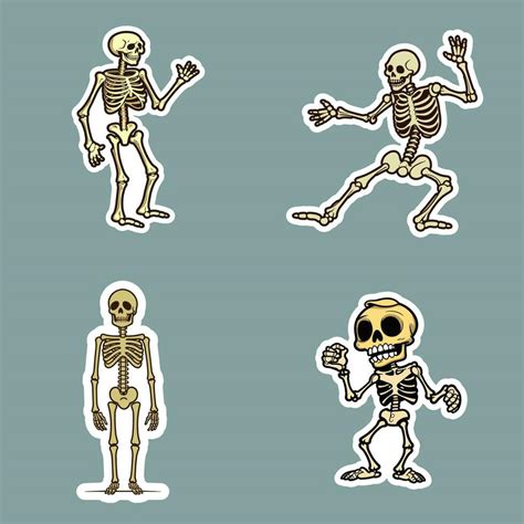Sticker Of Four Dancing Skeletons On A Blue Background 31089330 Vector Art At Vecteezy