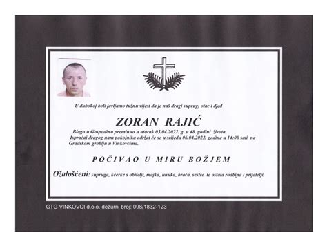 Zoran Rajić Osmrtnice