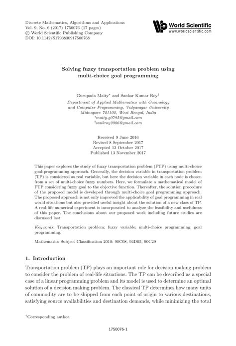 pdf solving fuzzy transportation problem using multi choice goal