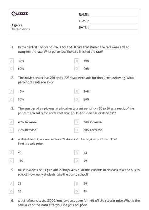 50 Algebra Worksheets For 5th Class On Quizizz Free And Printable