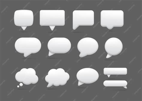 Premium Vector 3d White Speech Bubbles Shape Of Collection