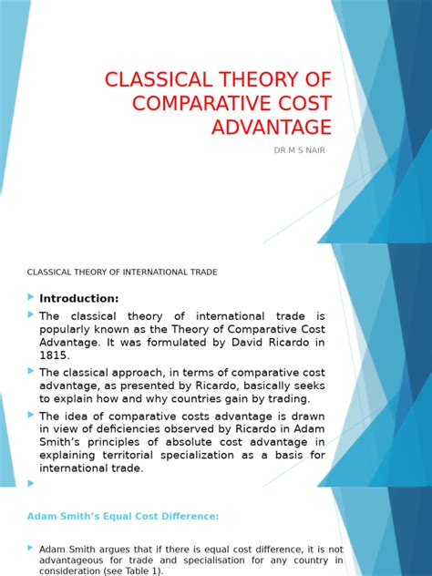 mod 1 classical theory of comparative cost advantage pdf