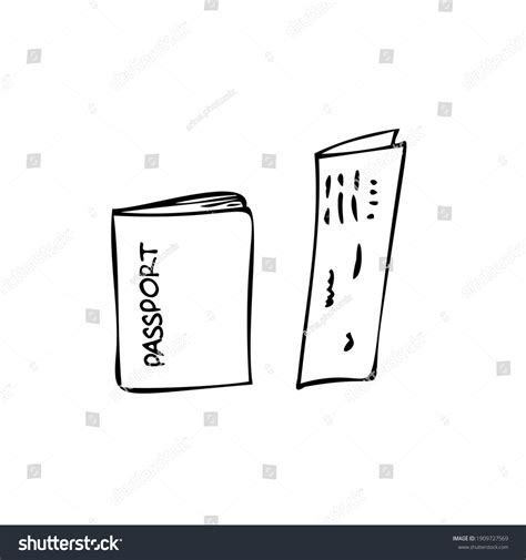 Passport Tickets Boarding Pass Doodle Vector Stock Vector Royalty Free