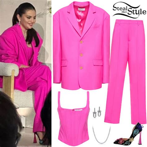 Selena Gomez Pink Suit Embellished Pump