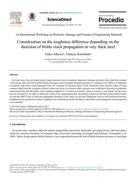 Pdf Consideration On The Toughness Difference Depending On The