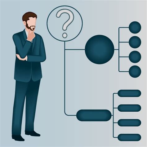 A Man Uses Decision Tree Diagram Flat Royalty Free Vector
