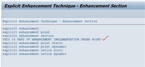 Explicit Enhancement Enhancement Point Sapcodes