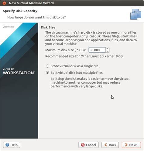 Specify Disk Capacity Virtual Machine