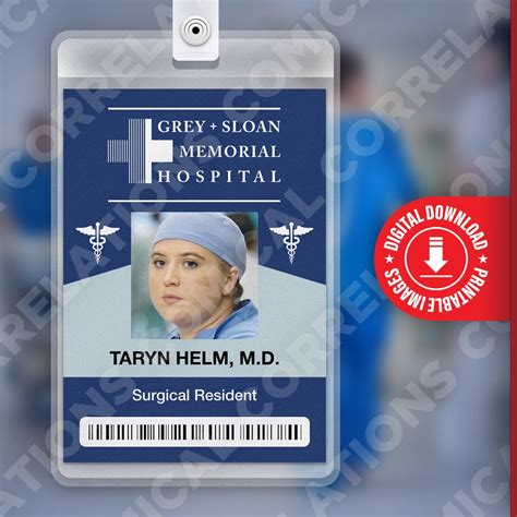 Greys Anatomy Taryn Helm Gray Sloan Erinnerungs Krankenhaus Ausweis Karte Cosplay Kostüm