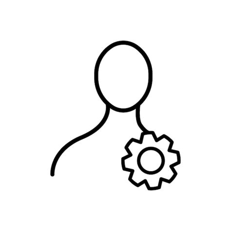 Premium Vector Man With Gear Line Icon Setting Configuration Reminder