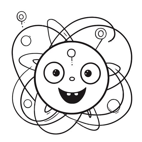 Sebuah Atom Dengan Lingkaran Dan Gambar Sketsa Garis Besar Halaman