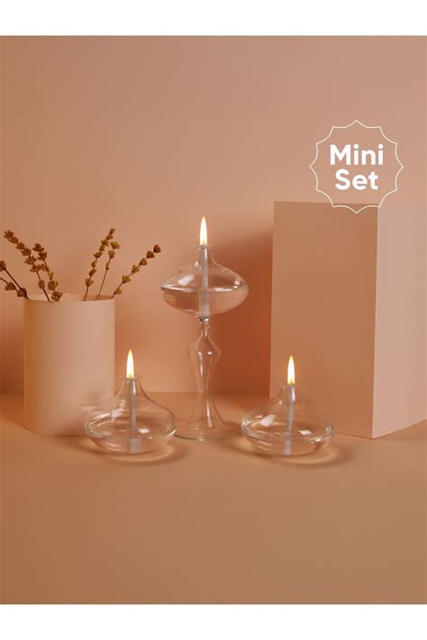 Glassic Eclipse Şeffaf Mini Cam Kandil Seti 3 Adet Kandil 200 Ml