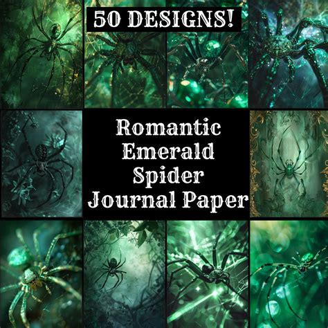 Emerald Spider Journal Paper Romantic Vintage Designs Png Digital Download Etsy
