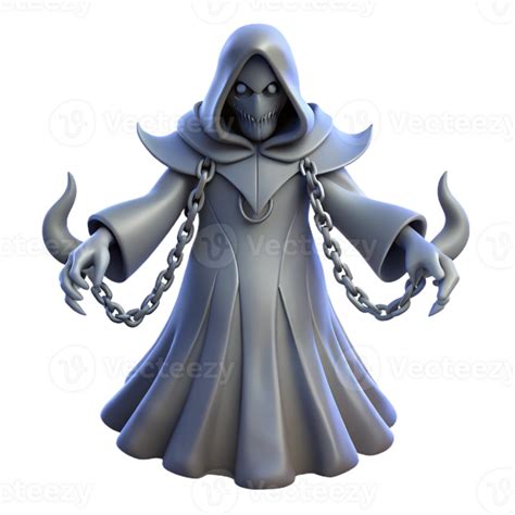 Wonderful Vintage 3d Render Spectral Figure In Grey Robe Detailed 56674154 Png