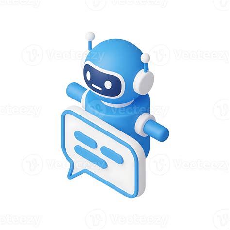 3d Blue Chatbot Robot With Headphones Waving Behind Speech Bubble