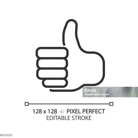 Daumen Hoch Pixelgenaues Lineares Symbol Stock Vektor Art Und Mehr