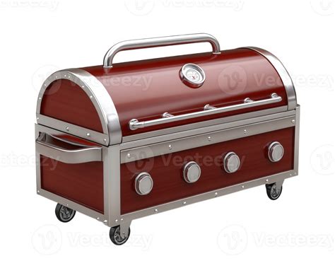 Retro Inspired Vintage Barbecue Grill With Shiny Red Finish And Chrome