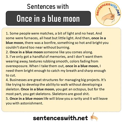 Sentences With Once In A Blue Moon Sentences About Once In A Blue Moon In English
