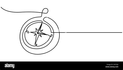 One Continuous Single Line Of Compass For Navigation Isolated On White Background Traveller