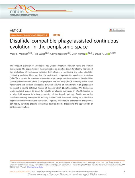 Pdf Disulfide Compatible Phage Assisted Continuous Evolution In The