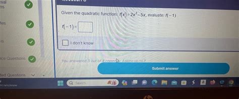 Solved Given The Quadratic Function Fx2x2 5x ﻿evaluate