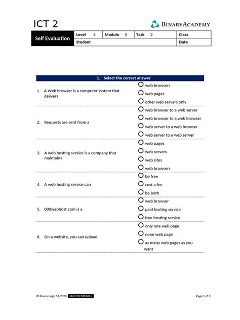 Ict252 Evaluation Sheet Pdf