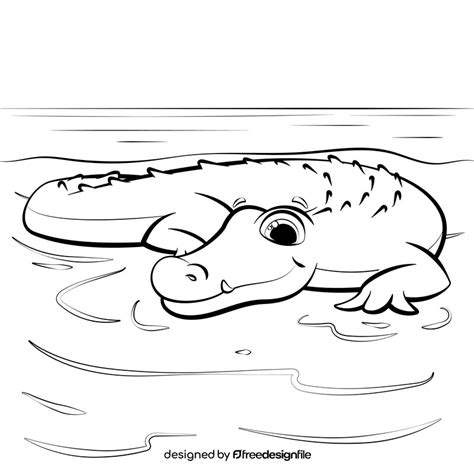 Cartoon Alligator Black And White