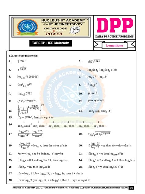 Logarithms Dpp Pdf Functions And Mappings Combinatorics