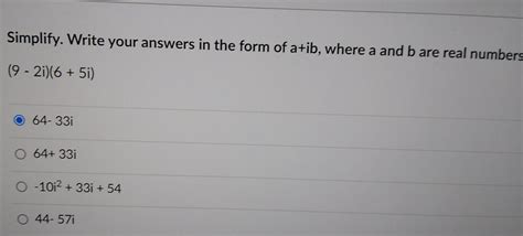 solved simplify write your answers in the form of a ib