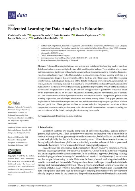Pdf Federated Learning For Data Analytics In Education