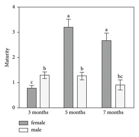 Sexual Dimorphic Condition Factor And Maturity In 3 5 And 7 Months