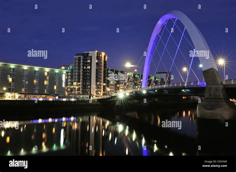 Evening Falls Over The Clyde Arc Aka The Squinty Bridge On Glasgows