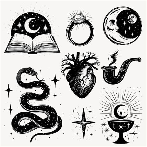 Premium Vector Mystical Symbols And Celestial Elements