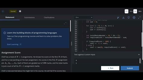 Assignment Score Assignscore Start162d Codechef Solution Ict